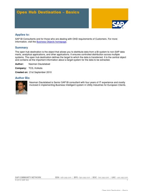 Sap Bi Open Hub Destination Pdf Business Intelligence