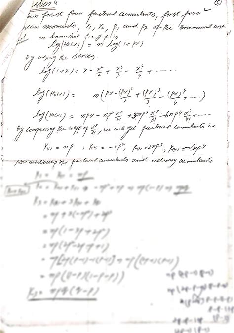 Solution First Four Factorial Cumulants First Four Mean Moments Of The Binomial Distribution 1