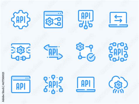 Api Software Development And Data Integration Vector Line Icons