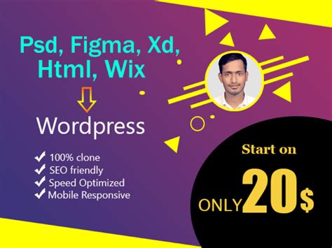 psd figma xd html wix to wordpress conversion upwork