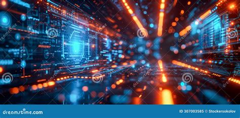 Digital Circuit Board With Glowing Blue Lights Technology Concept Stock Image Image Of Data