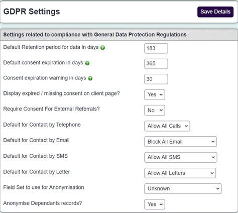 Gdpr Settings Charitylog Manual