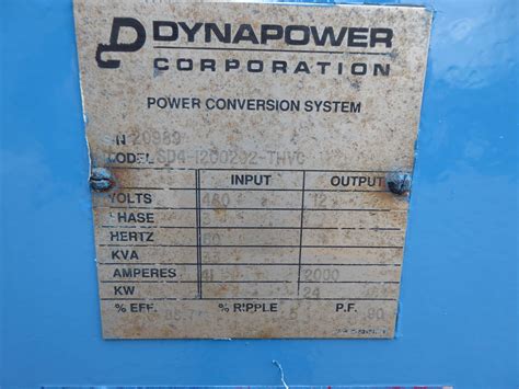 2000 Amp Dynapower 12 Volt Rectifier R3258