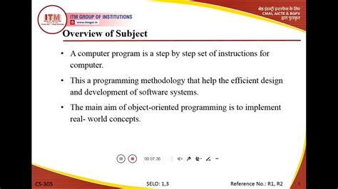 Cs 305 Object Oriented Programming And Methodology Introduction Of Oopm Btech Ii Year Youtube