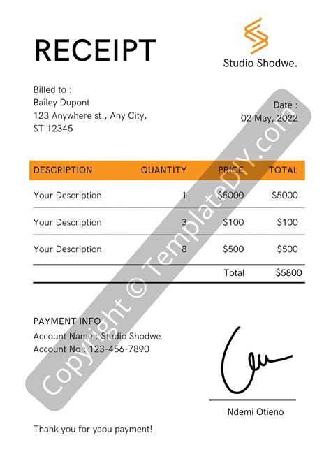 Basic Receipt Template Blank Printable Pdf Excel Word