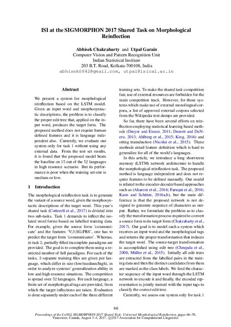 Pdf Isi At The Sigmorphon 2017 Shared Task On Morphological Reinflection