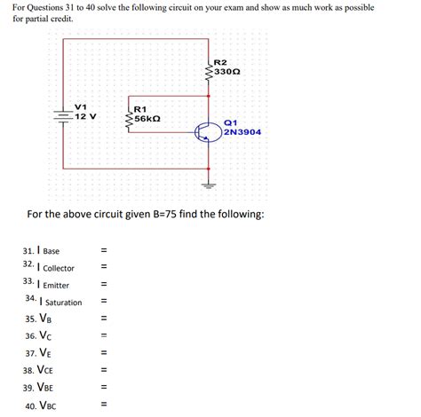 Solved For Questions 31 To 40 Solve The Following Circuit On Chegg Com