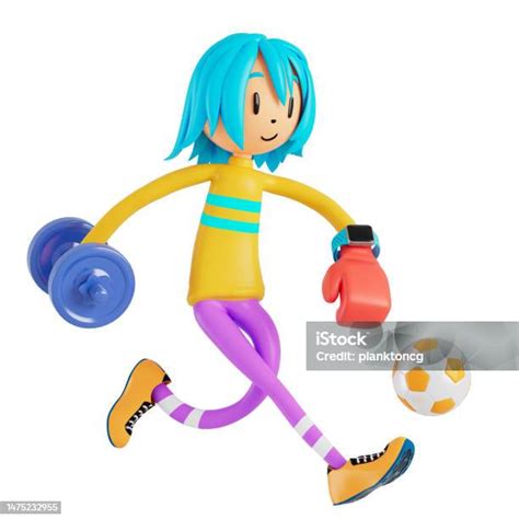 클리핑 경로를 가진 3d 소년 만화 캐릭터 3d 일러스트 레이터 스포츠 활동 운동 피트니스 운동 훈련 라이프 스타일 남자 플레이어 기술 Vr 야외 체육관 사이버 공간 개체