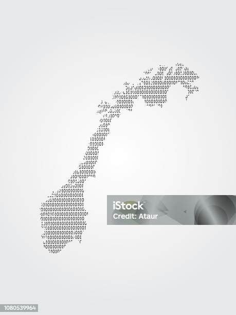 디지털 국가 의미와 기술 밝은 배경에 이진수 또는 숫자를 사용 하는 노르웨이 벡터 지도 일러스트 레이 션 0명에 대한 스톡 벡터