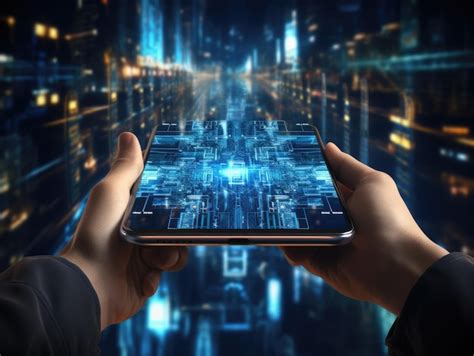 Premium Photo Person Holding Phone Data Communication Network Cyber