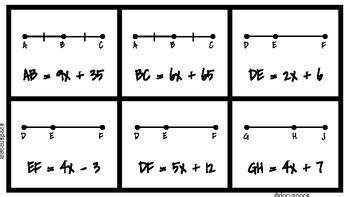 Segment Addition Matching Cards By Missgeometryteacher TpT