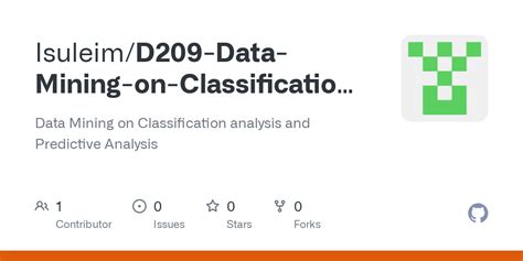 Github Isuleim D209 Data Mining On Classification Analysis And Predictive Analysis Data
