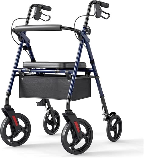 Elenker Rollator Walker With 10” Wheels Sponge Padded Seat