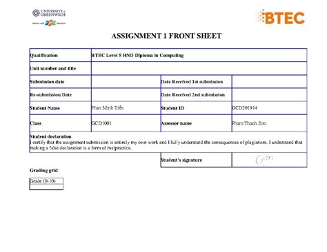 Asm Java Hgfjffchgch Assignment 1 Front Sheet Qualification Btec