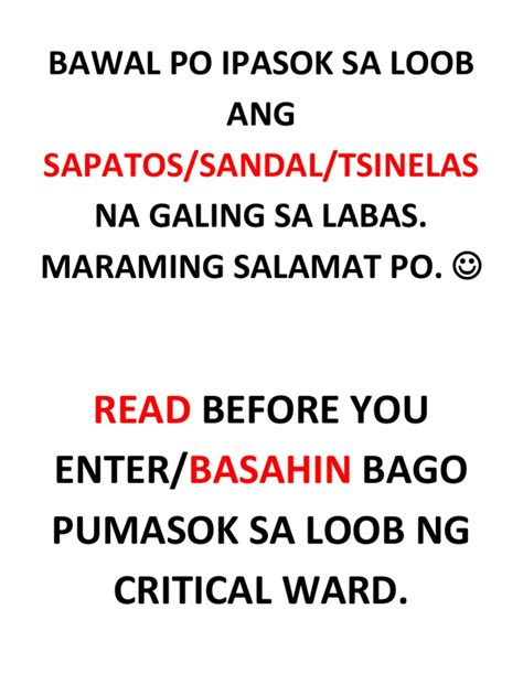 Bawal Po Ipasok Sa Loob Ang Sapatos | PDF