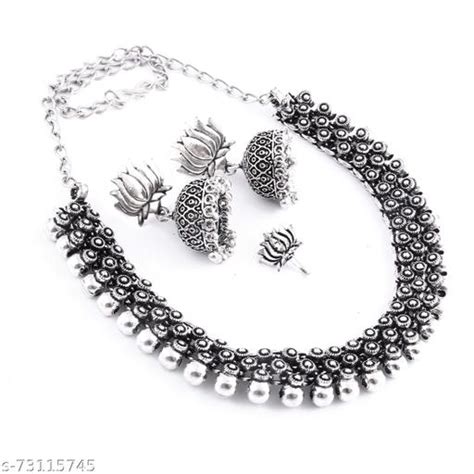 Oxidised Silver Plated Jewelry Set Shefit