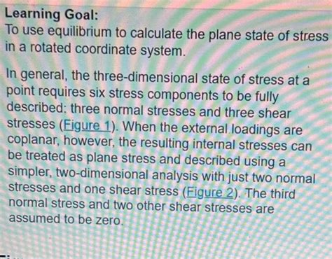 Solved Equivalent Stresses In A Rotated Coordinate System