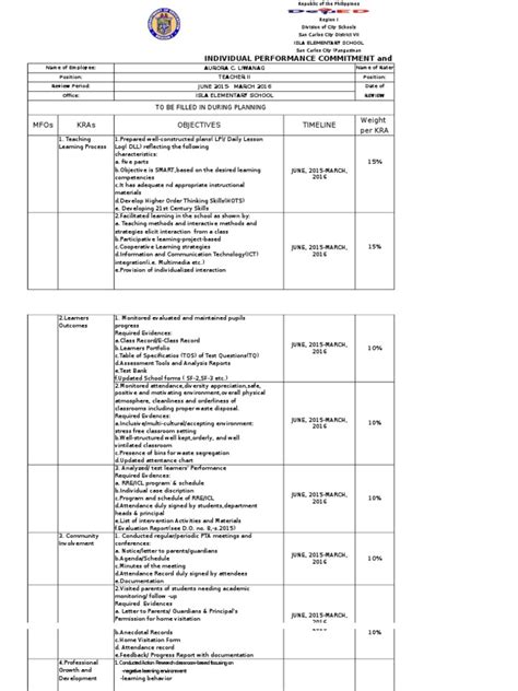 Ipcrf For Teachers 1 Educational Technology Quality Of Life