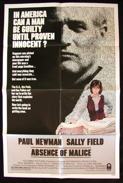 Absence Of Malice Paul Newman Paul Newman Sydney Pollack Movie Posters