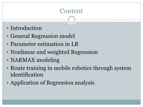 ppt linear and nonlinear regression and estimation techniques