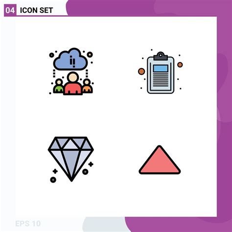 Group Of 4 Modern Filledline Flat Colors Set For Cloud Canada Check List Arrow Editable Vector