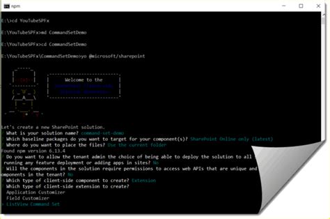 create and deploy sharepoint framework spfx listview command set