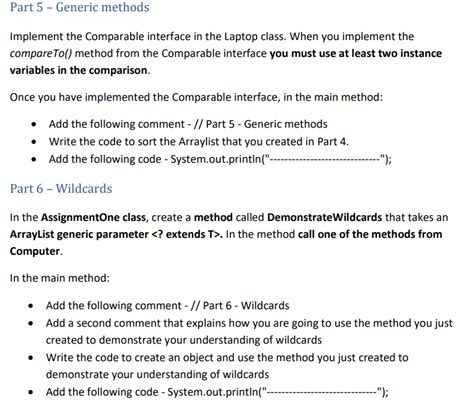 solved part 5 generic methods implement the comparable