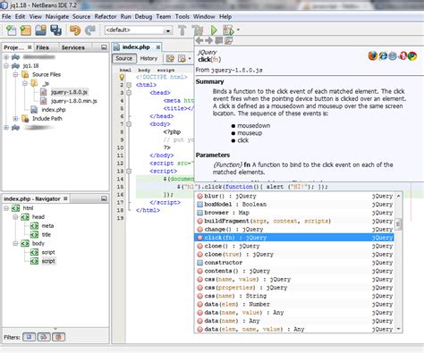 Javascript Netbeans Autocompletion Not Fully Working With Current
