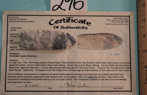 Rare Authentic Clovis Point Paleo Period Artifact Arrowhead W Coa Auction