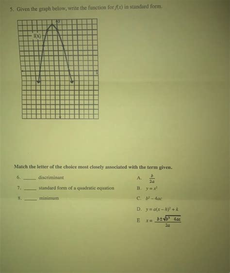 Solved 5 Given The Graph Below Write The Function Forfx