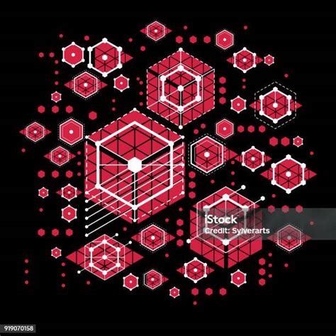 바우하우스 추상 빨간색 배경 그리드와 겹치는 기하학적 요소 원과 스트라이프 넓어짐 만든 벡터입니다 레트로 작품 광고 포스터에 대 한 기술 스타일 그래픽 템플릿 0명에 대한