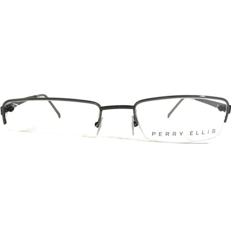 Perry Ellis Accessories Perry Ellis Eyeglasses Frames Pe 212 Grey Rectangular Half Rim