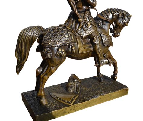 A 19 Century Bronze Statue Of St Joan Of Arc In Full Body Armour On