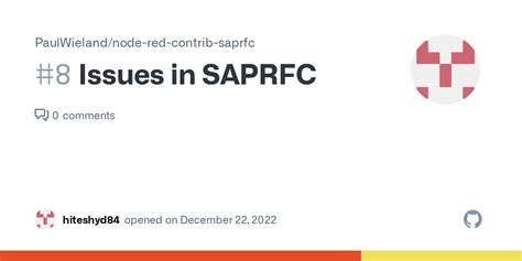 Issues In Saprfc · Issue 8 · Paulwielandnode Red Contrib Saprfc · Github