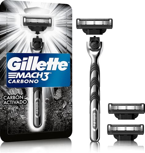 Gillette Mach3 Carbono Rastrillo Para Afeitar Reutilizable 1 Mango