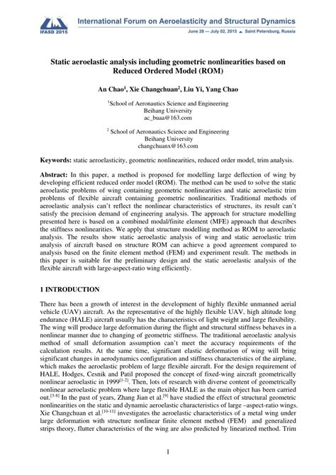 Full Article Static Aeroelastic Analysis Including Geometric