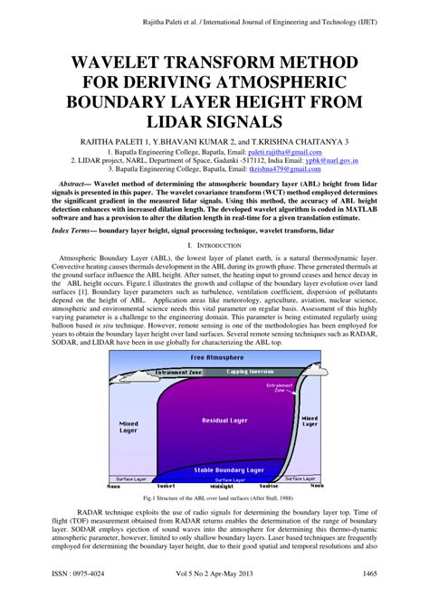 Pdf Wavelet Transform Method For Deriving Atmospheric Boundary Layer