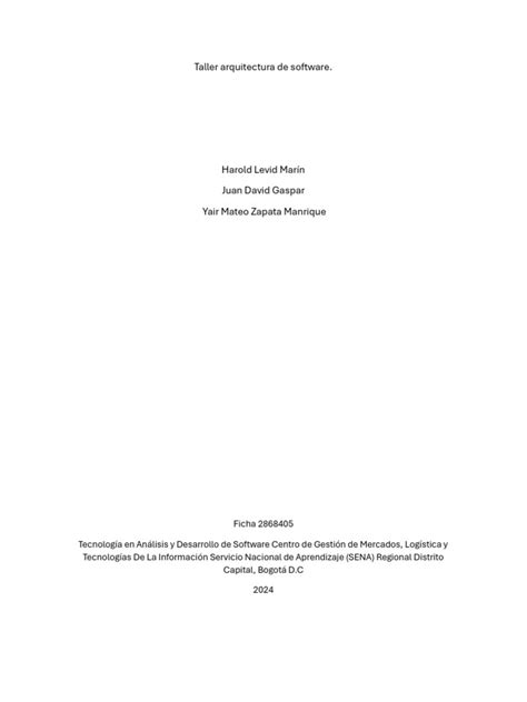 Taller Arquitectura De Software Pdf Software Diseño