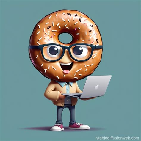 Cute Programmer Doughnut Character Stable Diffusion Online
