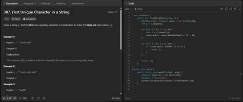 🚀 day 3 first unique character in a string leetcode 387 mastering… sama anudeep