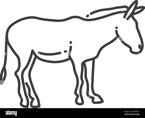 Donkey Line Icon Cute Farm Animal Silhouette Stock Vector Image And Art