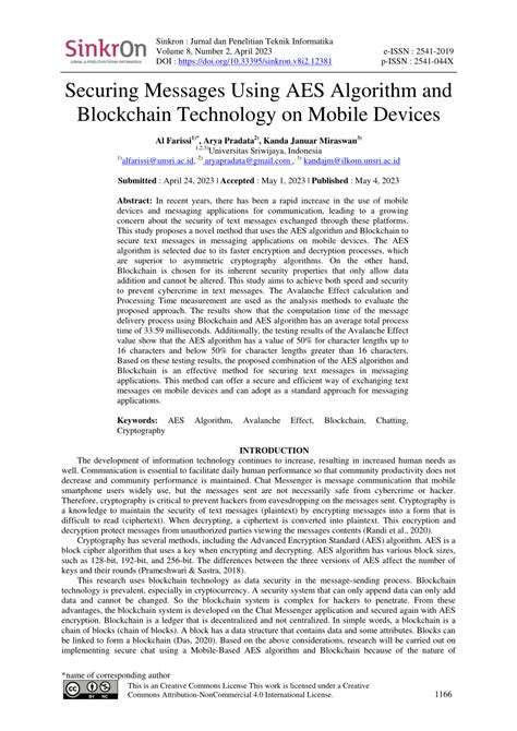 Pdf Securing Messages Using Aes Algorithm And Blockchain Technology