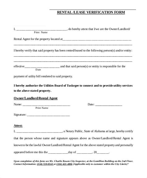 Free 10 Sample Rental Verification Forms In Pdf Ms Word