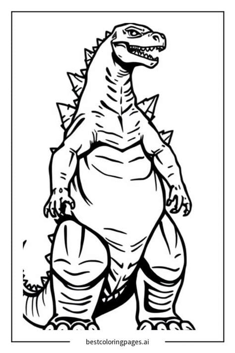 서 있는 고질라 색칠 페이지 무료 인쇄 가능 Bestcoloringpages Ai