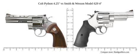 Colt Python 4 25 Vs Smith Wesson Model 629 4 Size Comparison Handgun Hero