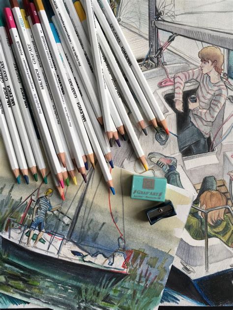 Набросок акварельными карандашами