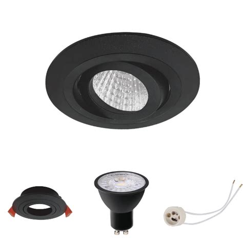 Complete Set Dimbare Led Inbouwspot Zwart Tcs Sanitair