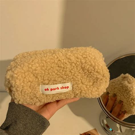 Косметичка из овечьей шерсти плюшевая милая сумка для хранения канцелярских принадлежностей