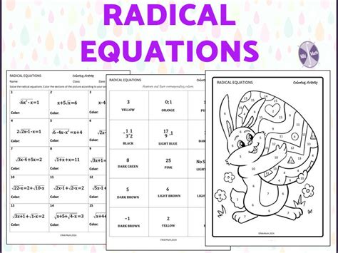Solving Radical Equations One And Two Radicals Easter Coloring