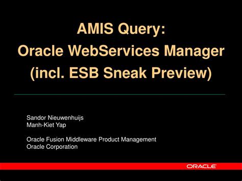 Ppt Amis Query Oracle Webservices Manager Incl Esb Sneak Preview Powerpoint Presentation